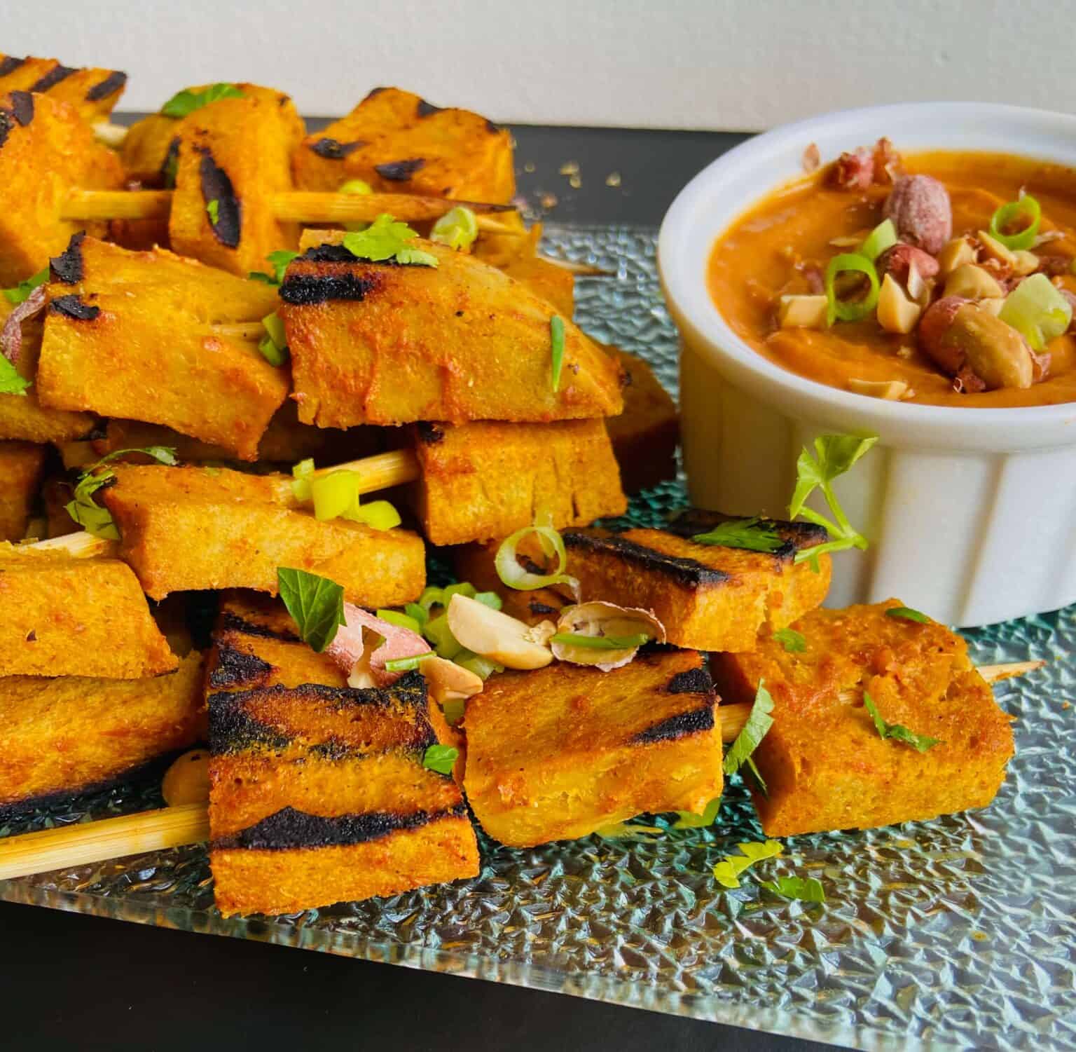 Seitan Satay - Vegan Satay Skewers with Peanut Sauce - Yum Vegan Blog