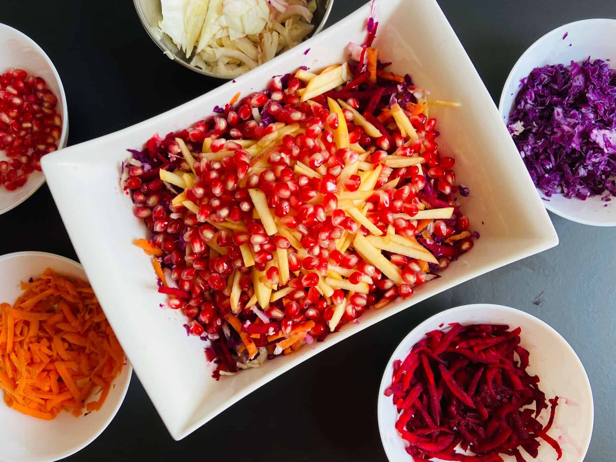 Colorful Pomegranate Coleslaw - Simanim Salad | Yum Vegan Blog